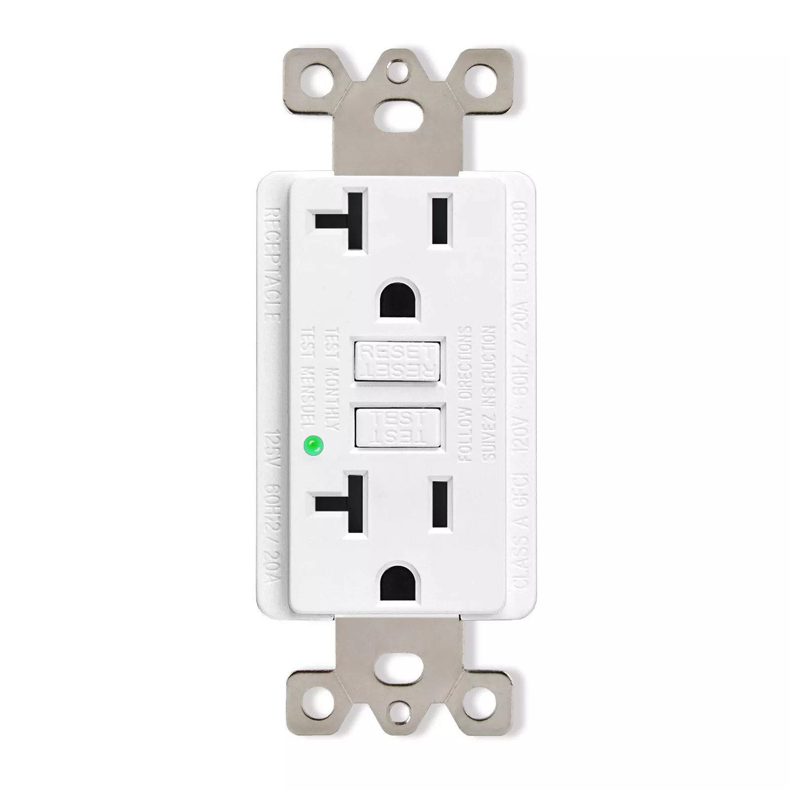 20A Amp GFCI Outlet Electrical Duplex Receptacle with Plate Non-TR ETL ...
