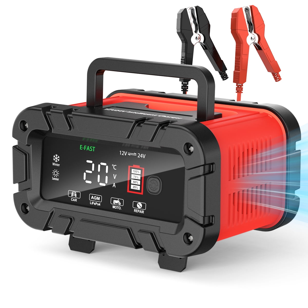 20A Battery Charger 12V/24V LiFePO4 Lead Acid Fully Automatic Battery ...