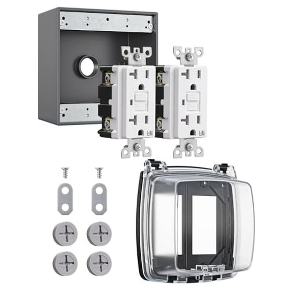 20A Outdoor Outlet, Heavy Duty GFCI Outlet Kit with Self Test, WR/TR ...