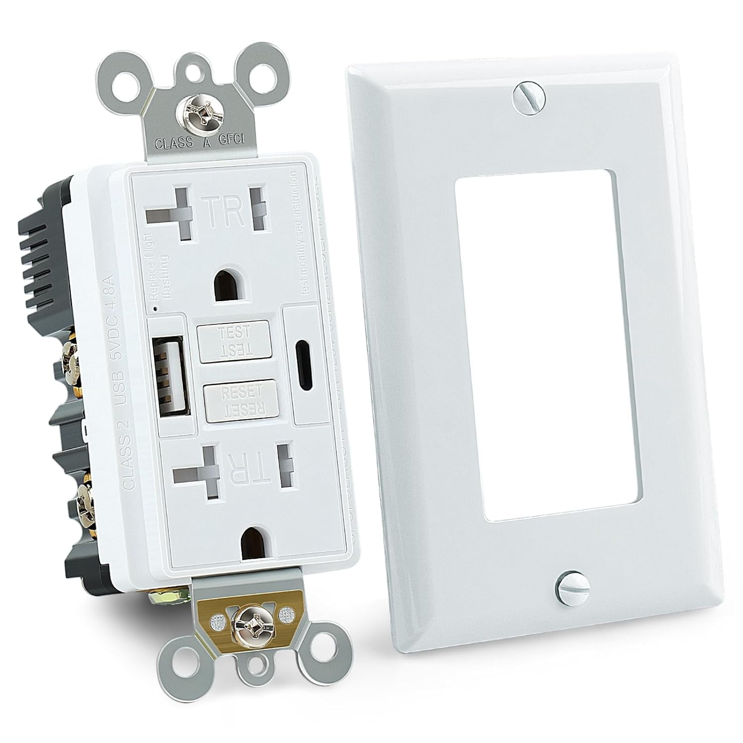 20A Self-Test GFCI Outlet with Type a & Type-C USB Ports, Tamper ...