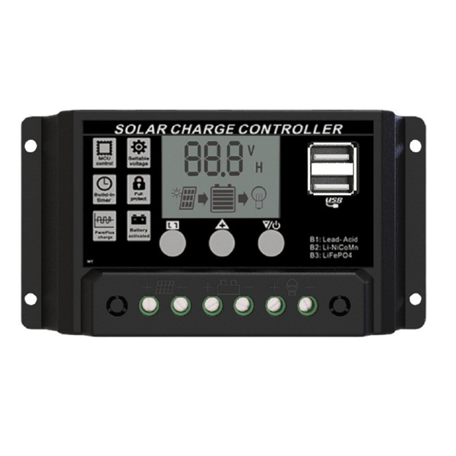 20A Solar Controller 12V/24V Lcd Charge Controller For Pwm With 5V Dual ...