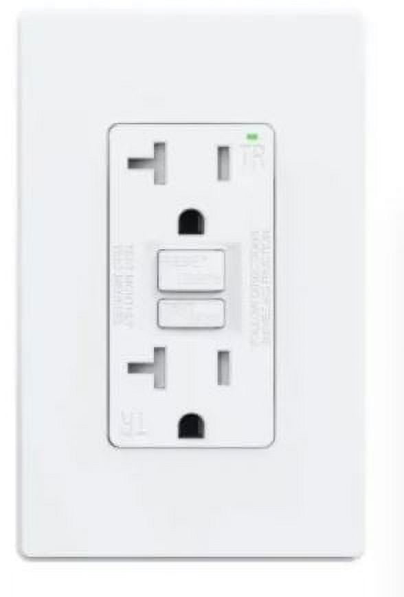 20AMP GFCI GFI Safety Outlet Receptacle w/ Wall Plate LED TR WR Self ...