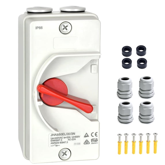 20Amp Disconnect Switch 500VAC IP66 Waterproof Isolation PV On Off ...