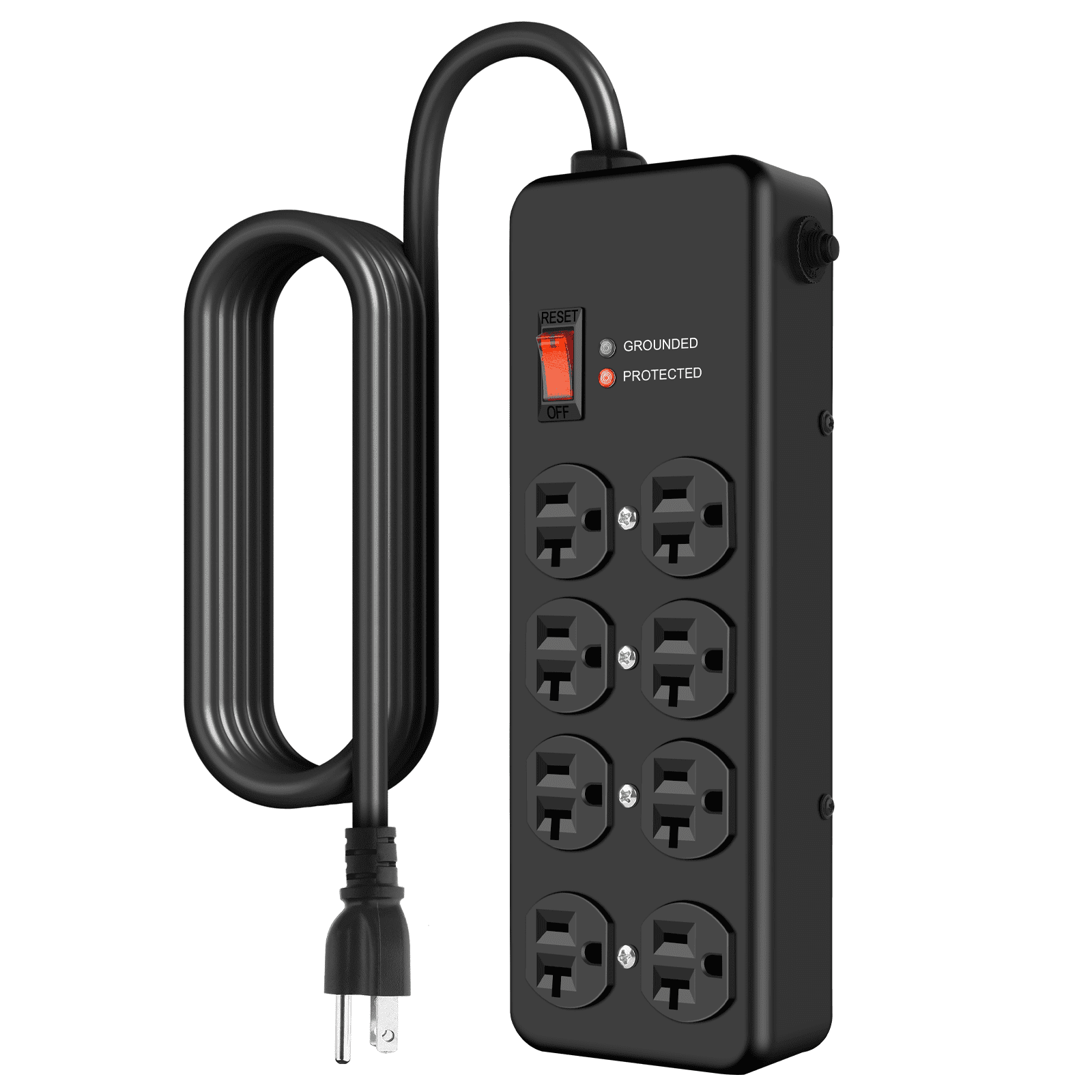 20Amp Power Strip Surge Protector, Durable Metal 8-Outlets with Heavy ...