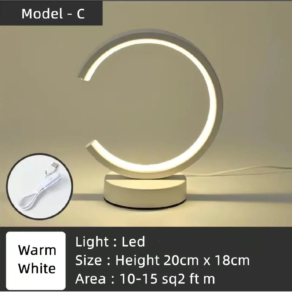 20CM LED Simple Circular Ring Table Lamp Bedroom Bedside Living Room ...