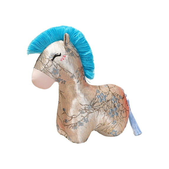 20Cm Blue Chinese Style Satin Horse Plush Toy - Satin Fabric, Floral ...
