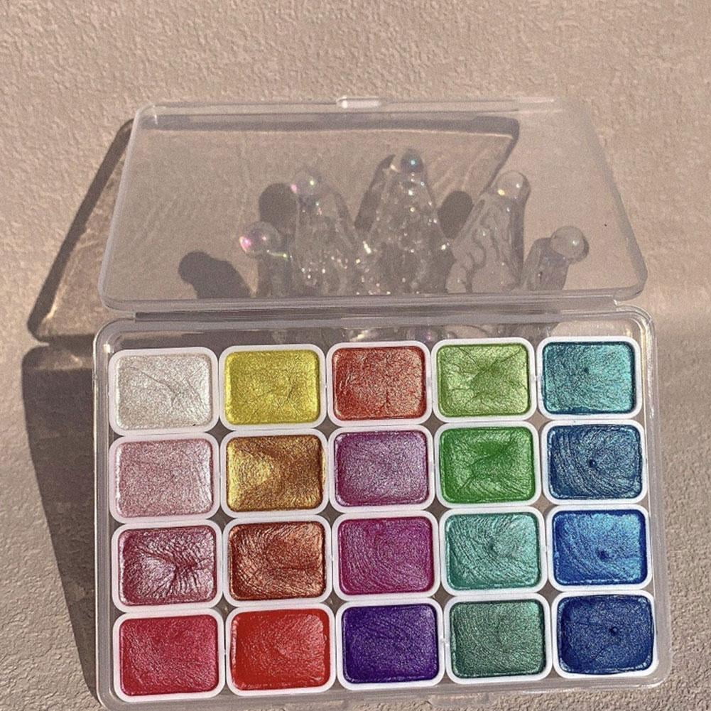 20Colors Watercolor Painting Pigments Set Pearlescent ShineUK- Glitter ...