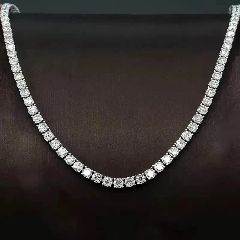 20Ct Round Cut Lab Created 3MM Diamond Tennis Necklace 14K White Gold ...