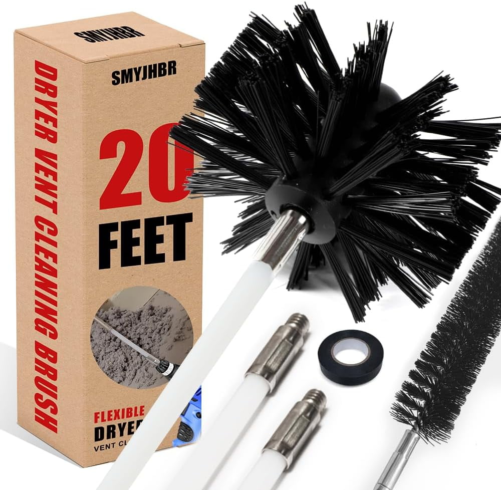 20FEET Dryer Vent Cleaner Kit 4"/6" Brush,Flexible Rods,Extensible,with ...
