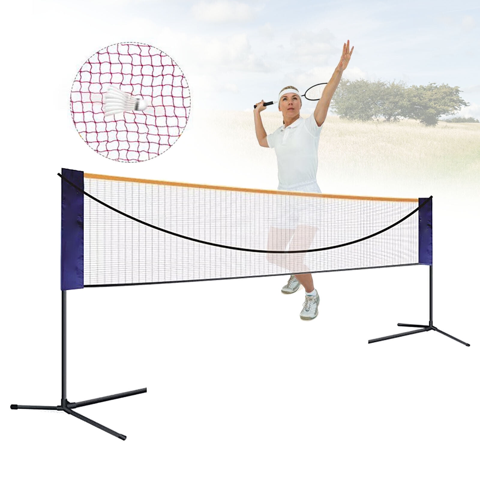20FT Badminton Net Set Simple Folding Volleyball Tennis Net Frame ...