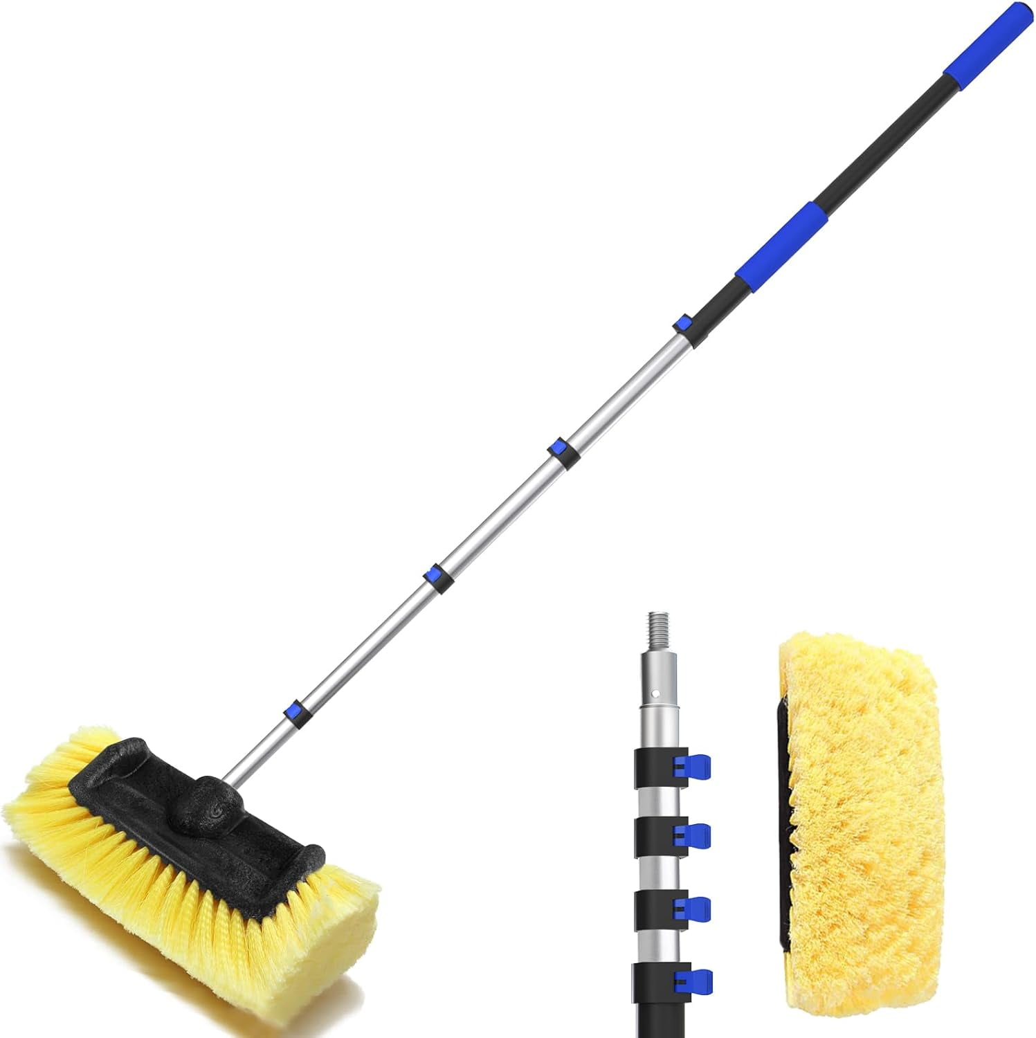 20FT Car Wash Brush with Long Handle, 12-Inch Soft Bristle Head, Truck ...