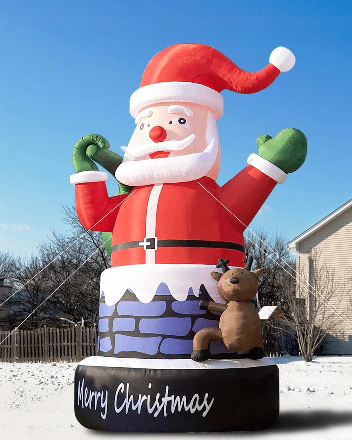 20FT Giant Santa Claus Christmas Inflatables, Huge Santa in Chimney ...