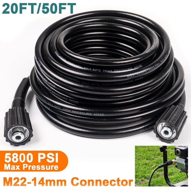 20FT High Pressure Washer Hose, M22-14mm Power Cleaning Machine ...