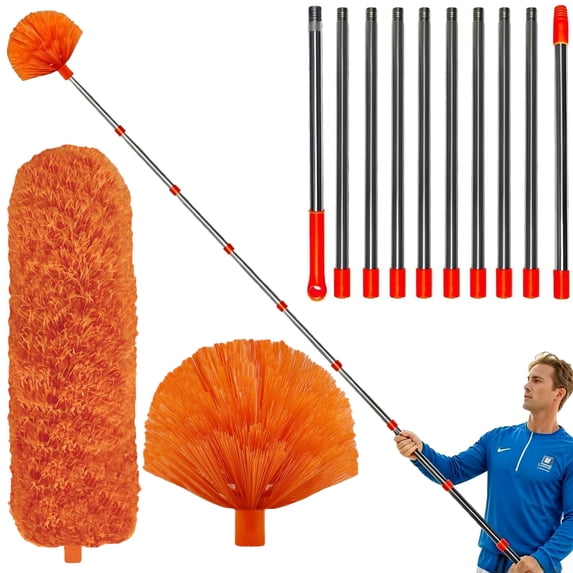 20FT High Reach Duster Kit with 3-12FT Splicable Extension Pole, Cobweb ...
