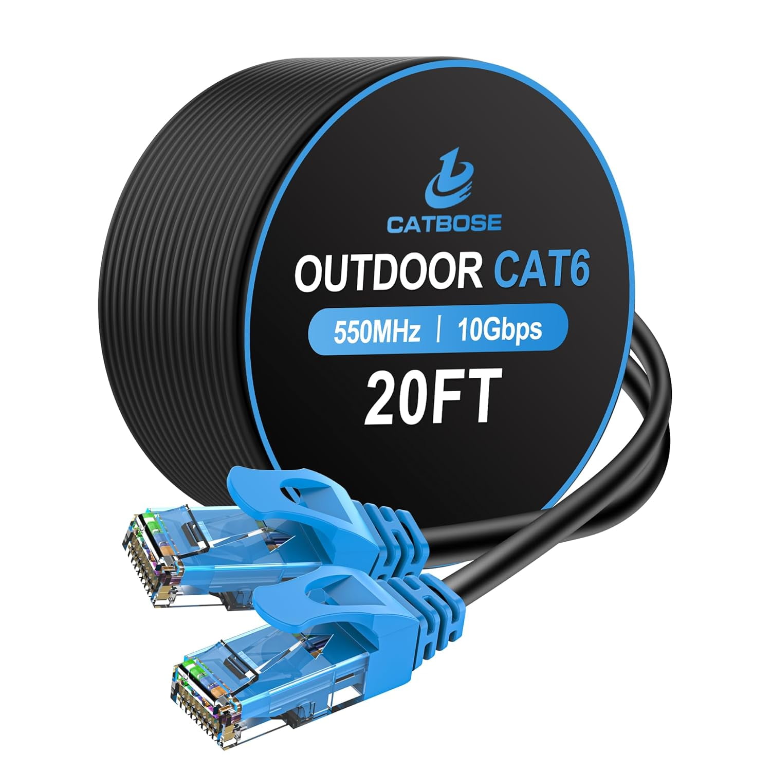 20FT Outdoor Cat6 Ethernet Cable, Heavy Duty Direct Burial, In-Ground ...