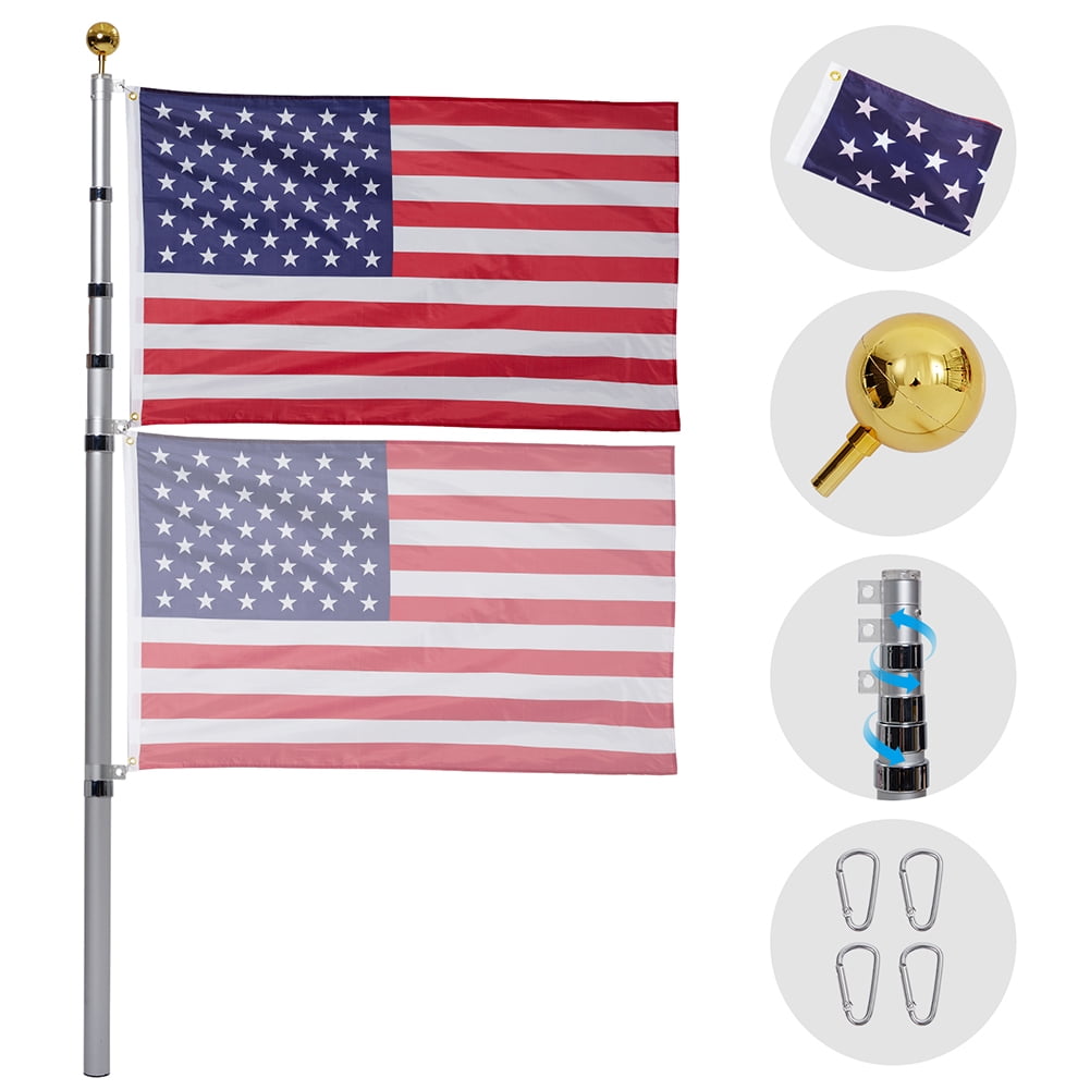 20FT Outdoor Flag Poles, Flag Pole for Outside In Ground with American ...