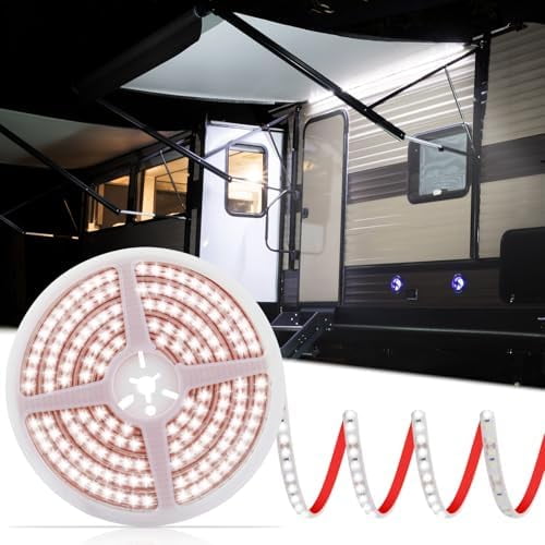 20FT RV Awning Lights, IP68 Waterproof Camper Awning Lights, 12v White ...
