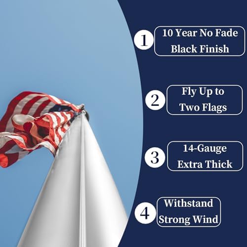 20FT Residential Flag Pole Kit,14-Gauge Aluminum,Thick Heavy Duty in ...
