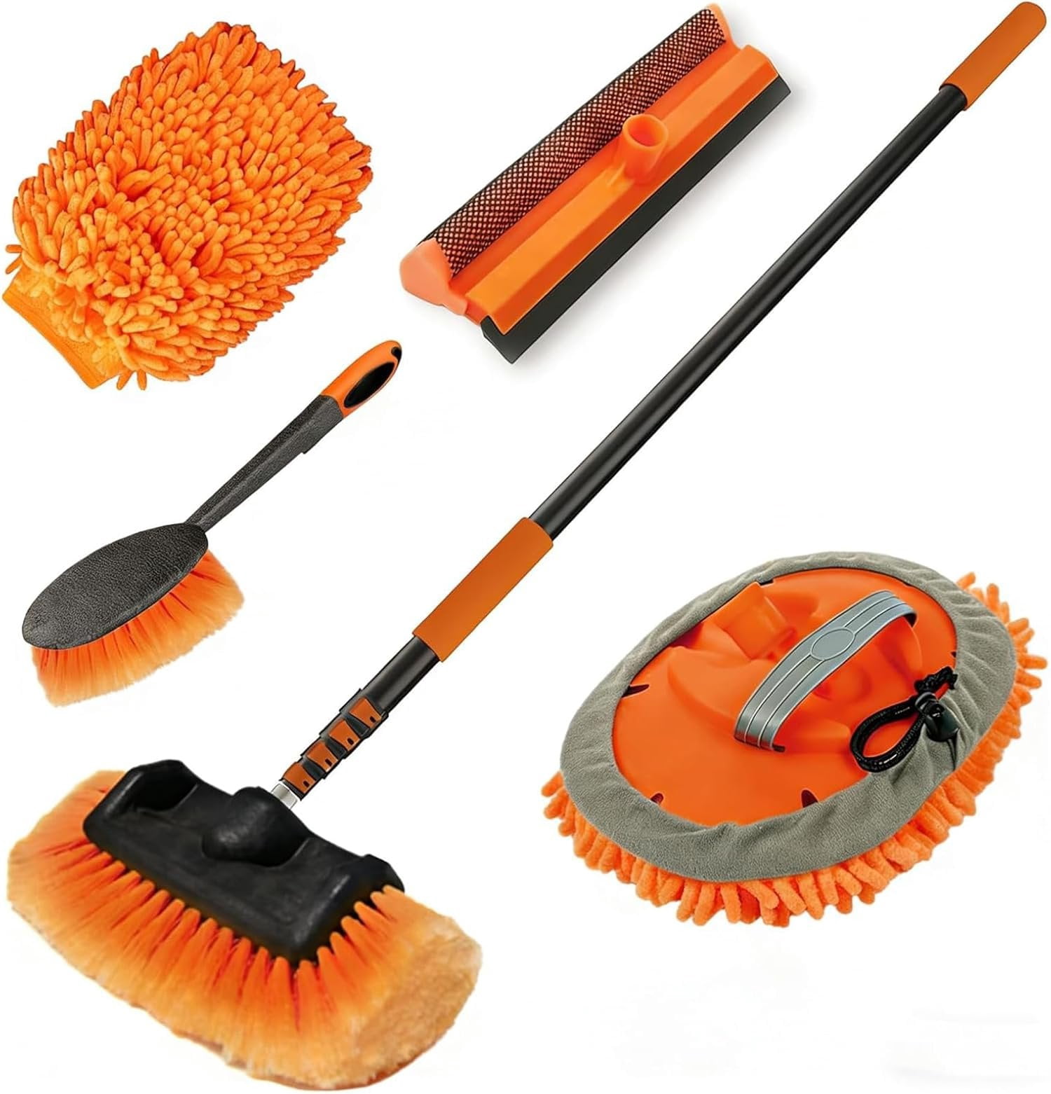 20FT Wash Brush with Long Handle, Cleaning Kit with Soft Bristle Wash ...