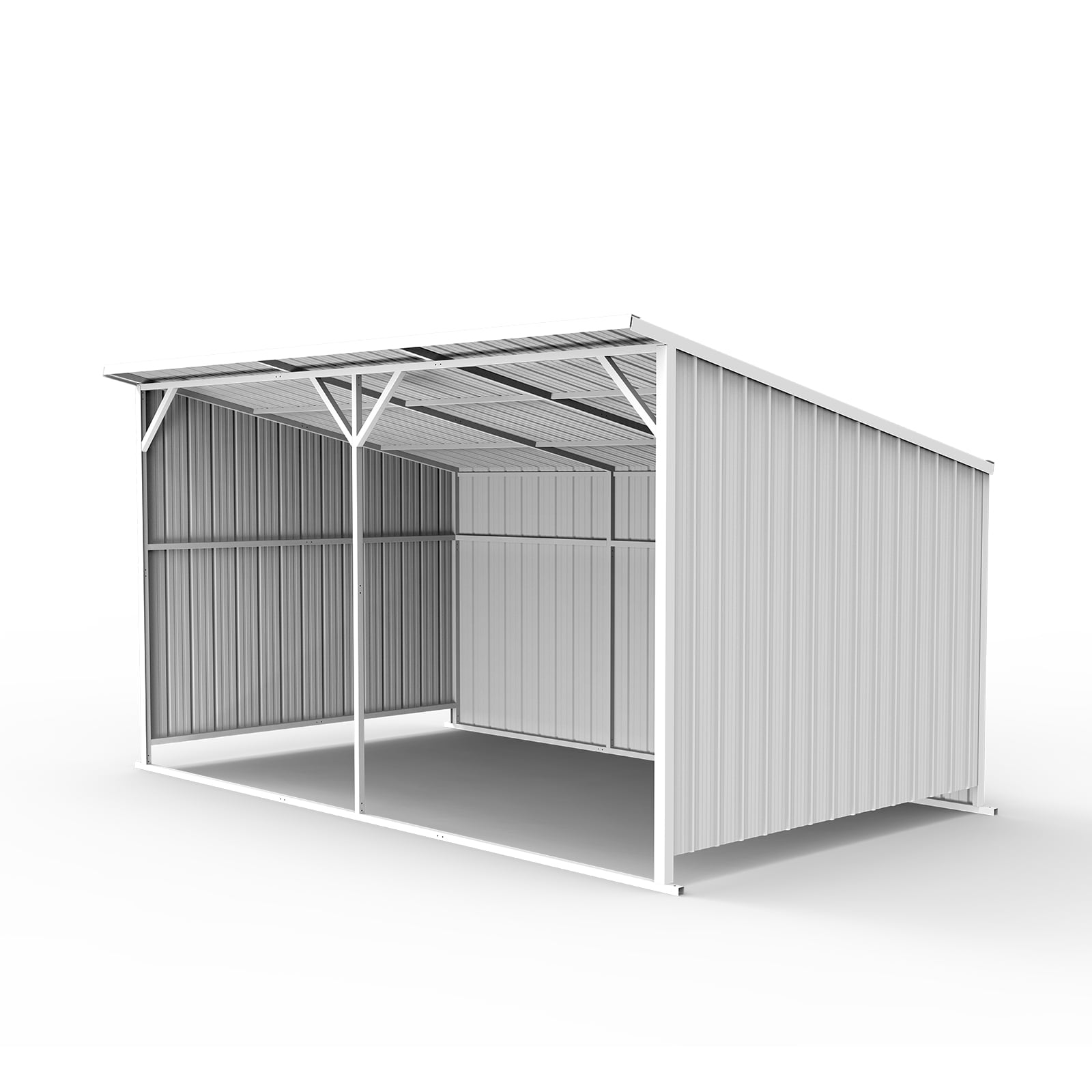 20FT x 12FT Heavy-Duty Livestock Shelter, Galvanized Steel Frame Run-In ...