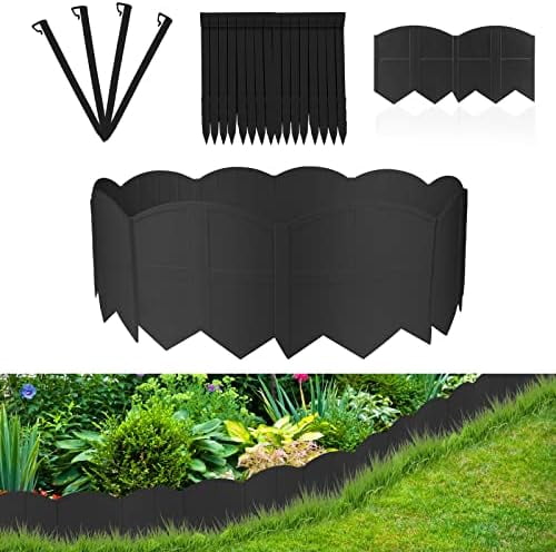20Ft Black Garden Edging Border 6 Inch Tall Landscape Edging with 20Pcs ...