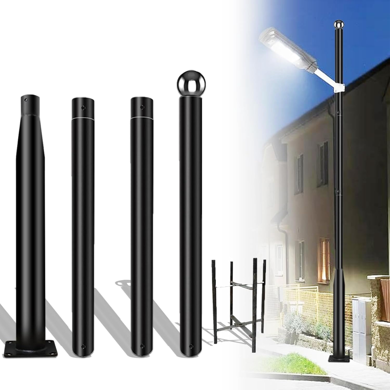 Ft Tall Street Light Pole - Outdoor Metal Split Heavy Duty Street Lamp ...