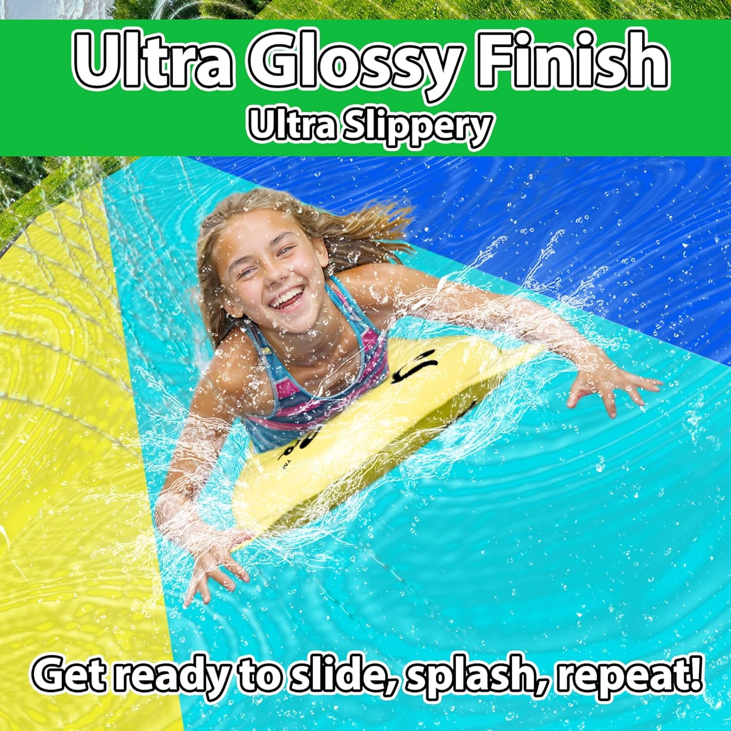 20Ft XL Premium 3 Lane Slip Splash and Slide with 3 Bodyboards, Heavy ...