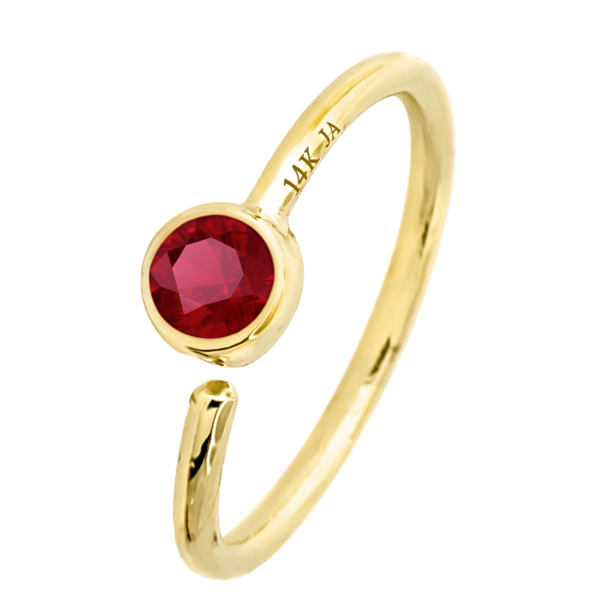 20G 14K Yellow Gold Ruby Nose Hoop Ring 2mm(0.03ctw) Bezel Set Ruby 8mm ...