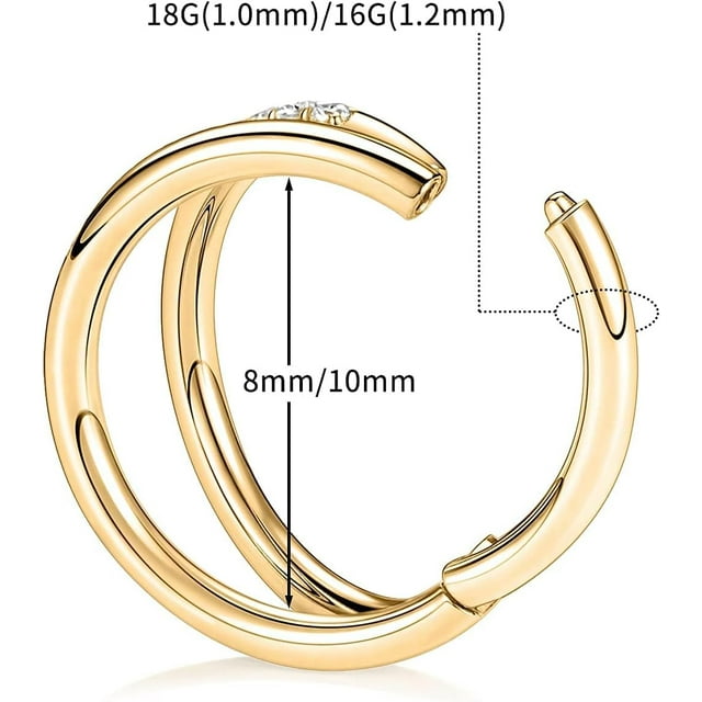 20G 18G 16G 14G Single/Double Hoop Stainless-Steel Seamless-Hinged-Piercing Segment[7875 ...