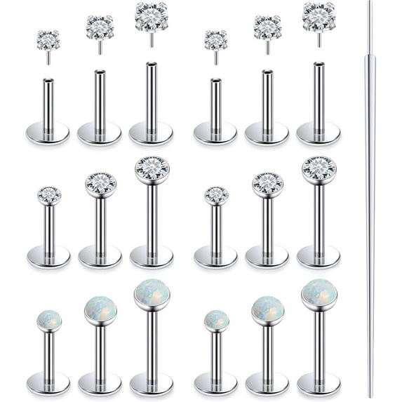 20G 18G 16G Threadless Flat Back Earrings Nose Rings Studs Surgical ...