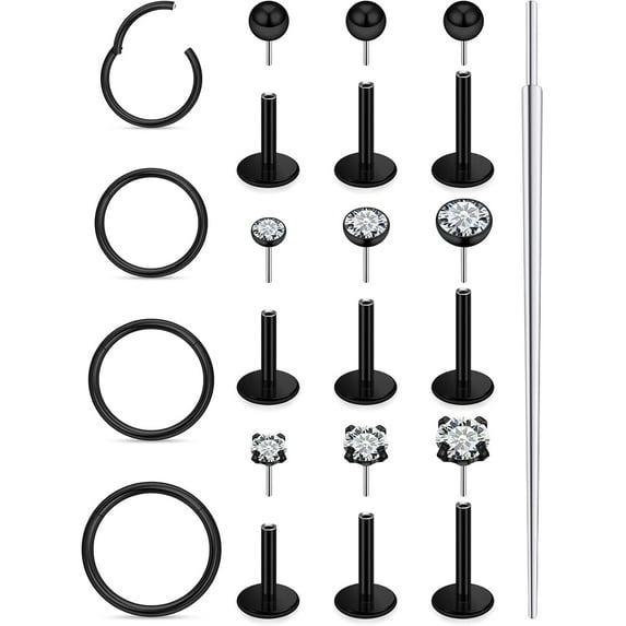 20G 18G 16G Threadless Flat Back Earrings Nose Studs 316L Surgical ...