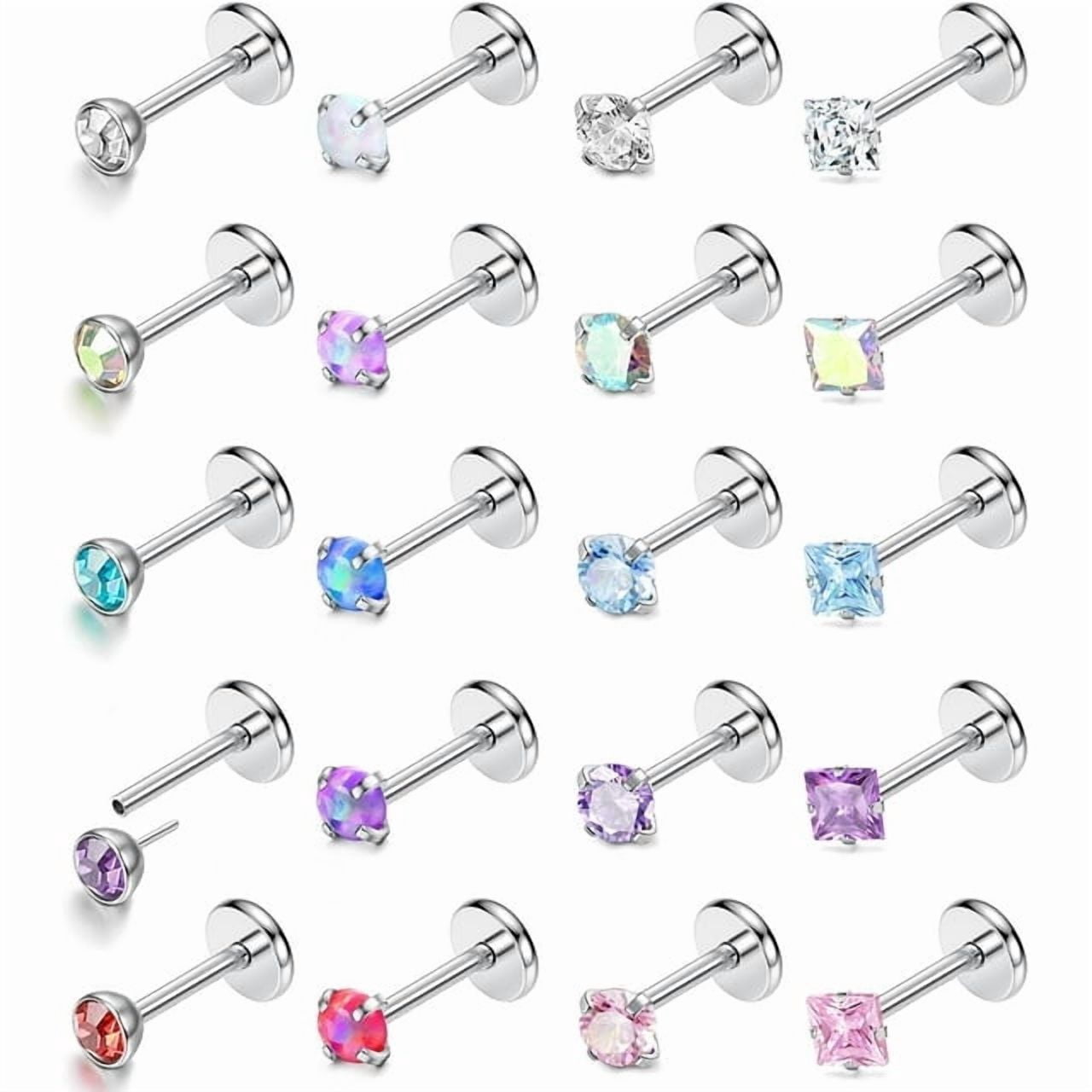 20G 18G Threadless Push In Nose Rings Studs 316L Surgical Steel Pushin ...