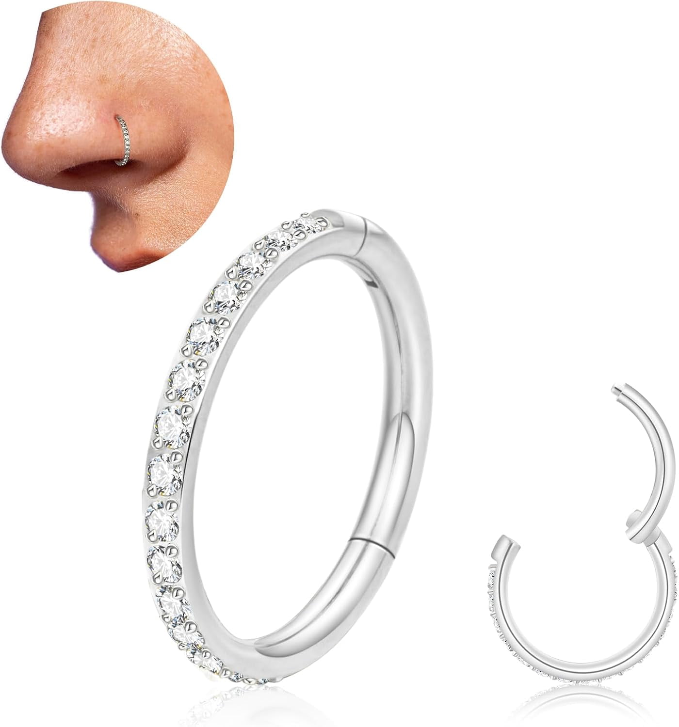 20G 18G Titanium Nose Ring Hoop, Cartilage Hoop Earrings for Women Men ...