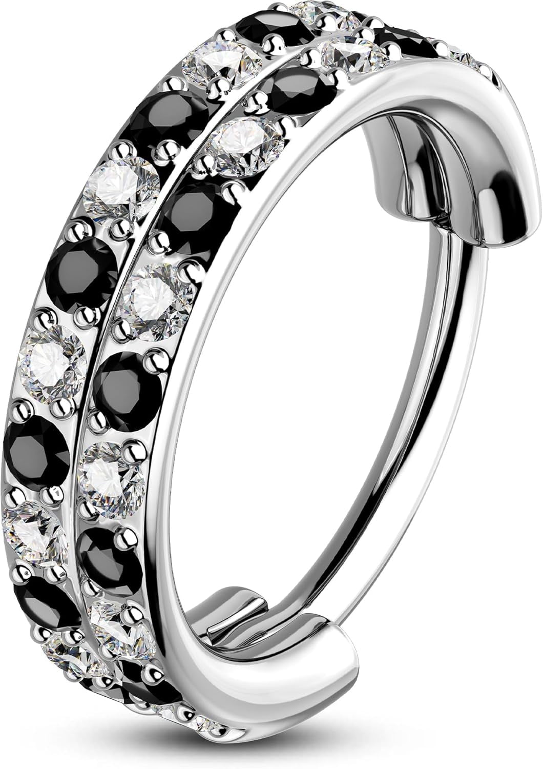 20G Checkerboard Nose Rings For Women, 316L Surgical Steel Nose Rings Hoops, Black and Clear ...