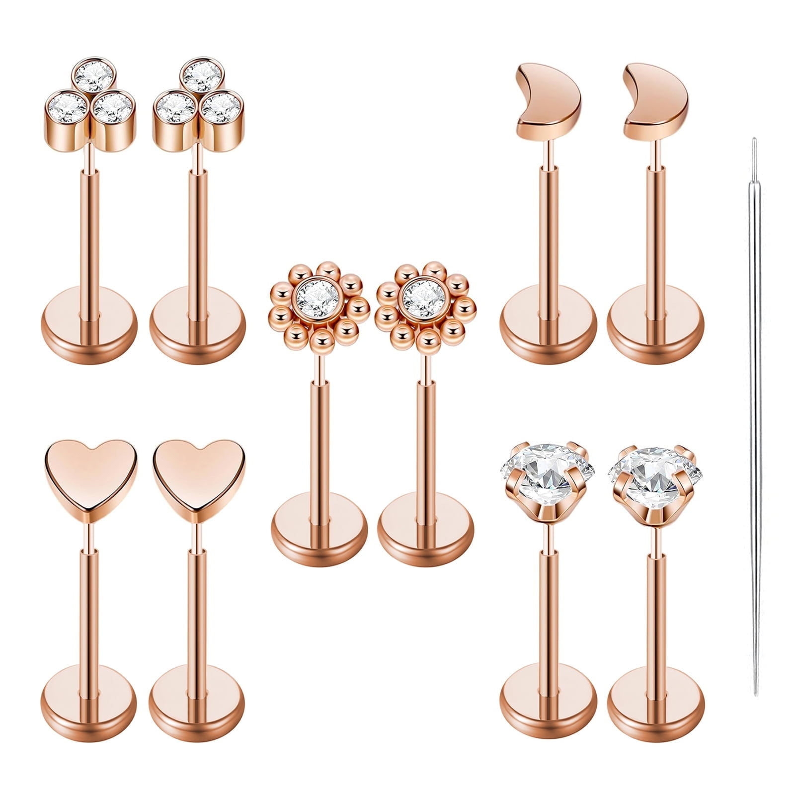 20G Flat Back Earrings Stud 316L Surgical Steel Nose Stud Rings ...