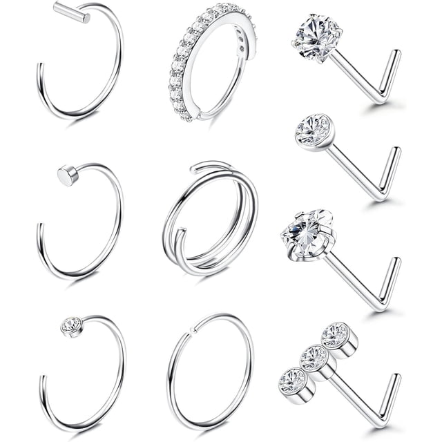 Briana Williams Hoop Screw Cubic Zirconia Surgical Steel 20G Nose ...