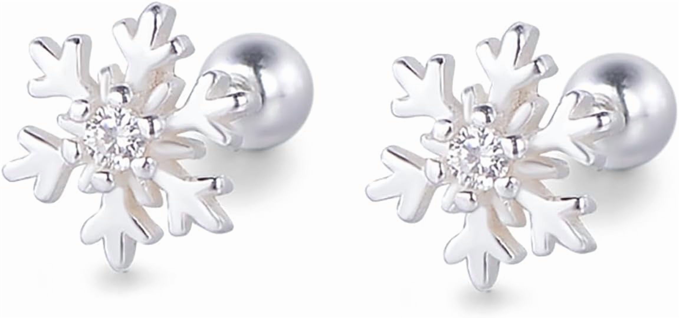 20G Tiny Cute Snowflake Stud Earrings for Women 925 Sterling Silver ...