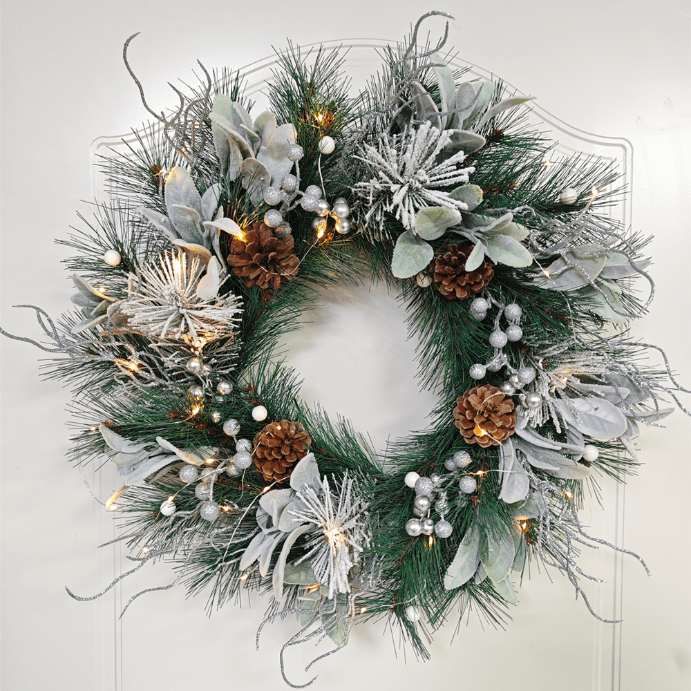 20In Pre-lit Christmas Wreaths for Front Door Winter Wreath Artificial ...