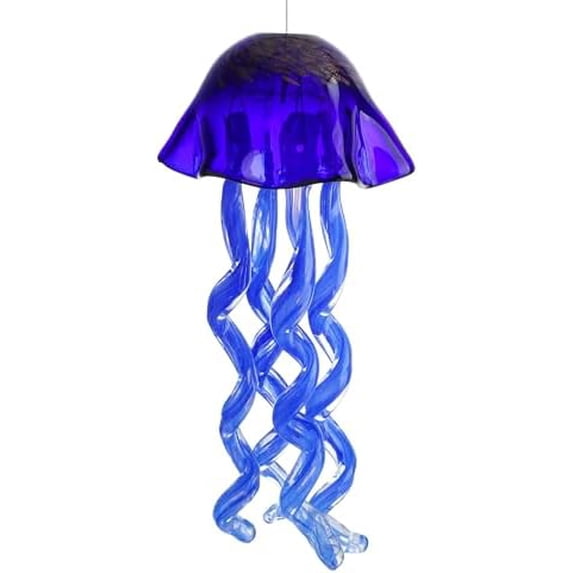 20Inch Art Blown Glass Jellyfish Wind Chime,Handmade Glass Jellyfish ...