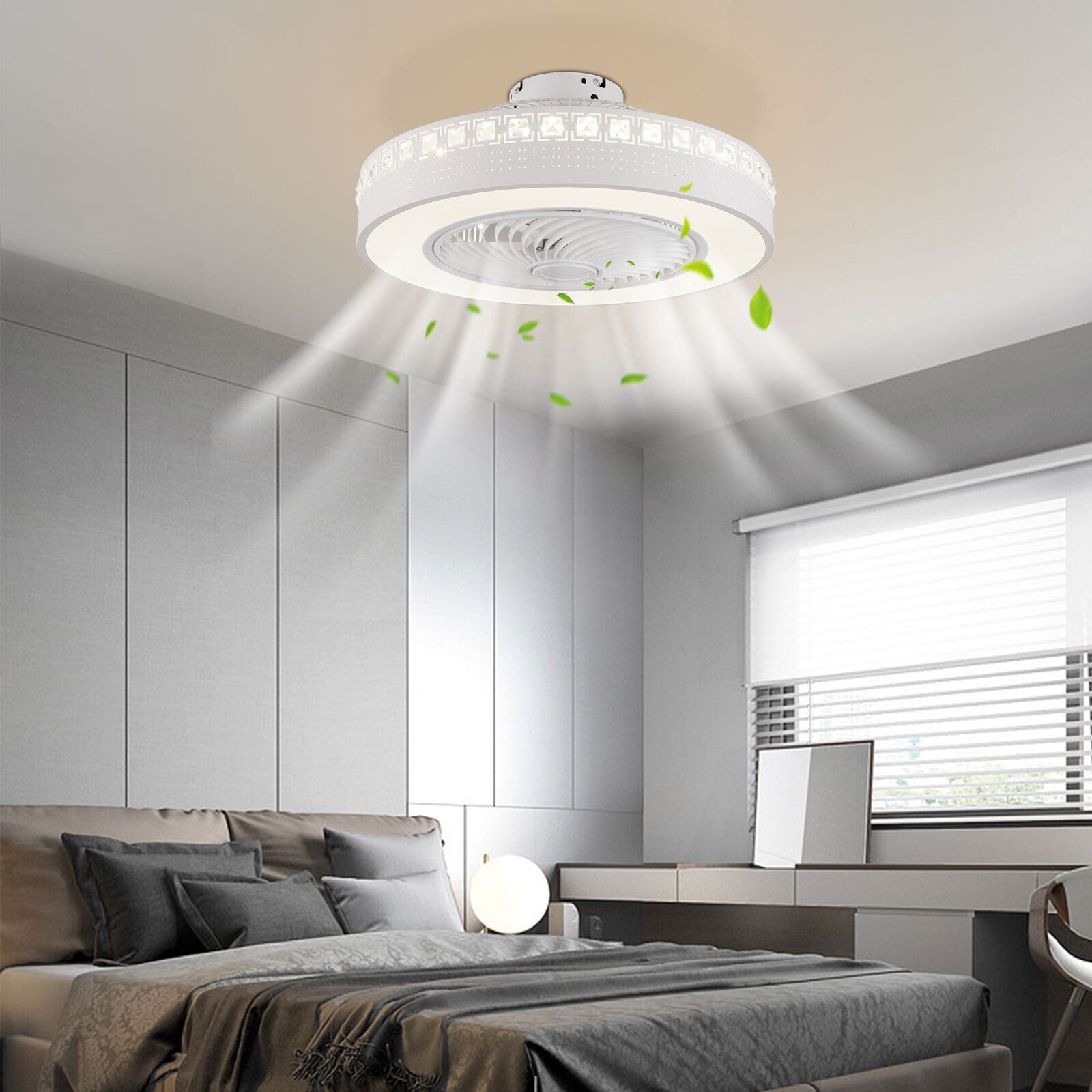 20Inch Enclosed Low Profile Ceiling Fan with Remote Control, 3 Light ...