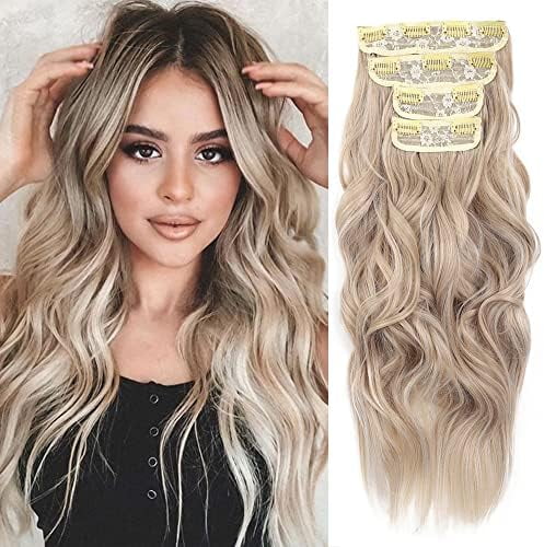 20Inch Long Wavy Hair Extensions Clip ins Synthetic Thick Hair for ...