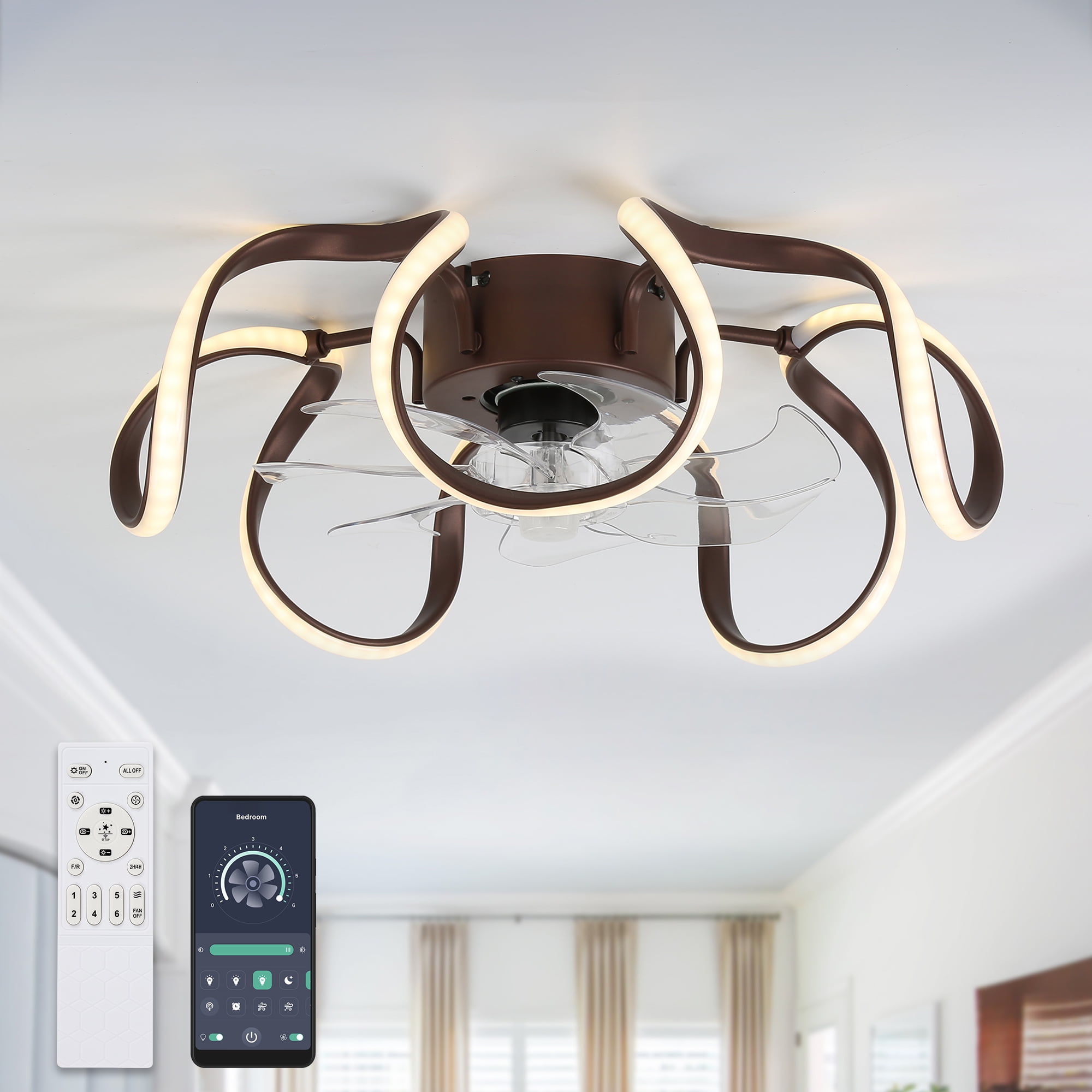 20Inch Modern Low Profile Ceiling Fan, 6-Speed Reversible Ceiling Fan ...