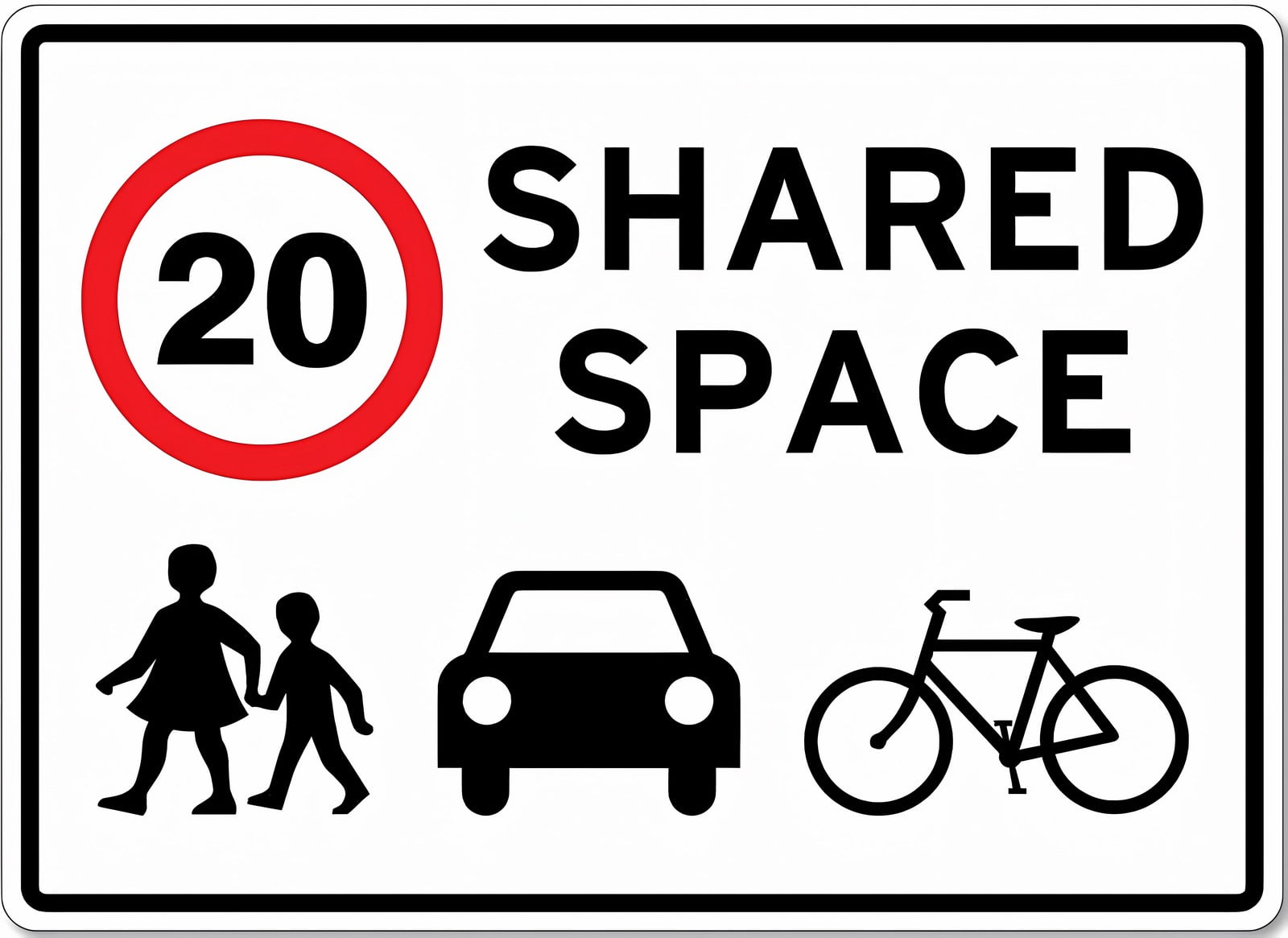 20Km Shared Driveway Sign 12 x 8 Inches - Grade Reflective Rust Free ...