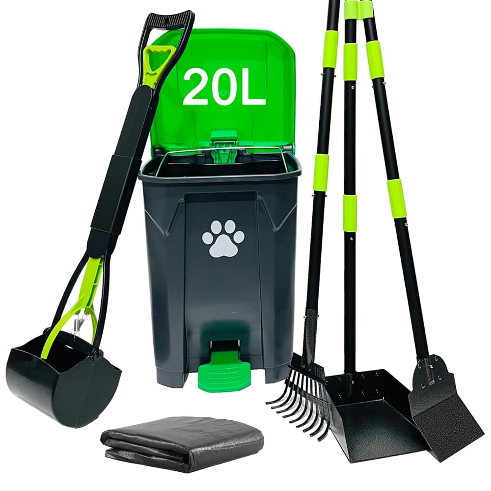 20L/5Gallon Dog Poop Trash Can Outside with Pooper Scooper & 50 Waste ...