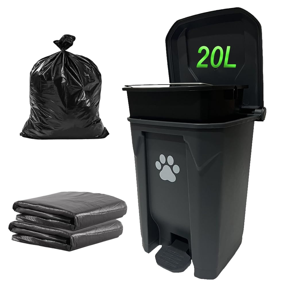 20L/5Gallon Dog Poop Trash Can Outside with Waste Bags Outdoor Dog Poop ...