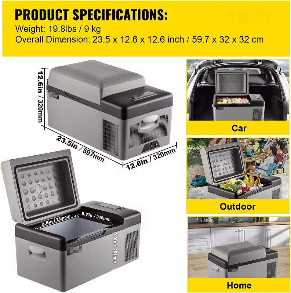 20L Car Refrigerator Mini Fridge Freezer Portable Compressor Cooler 12 ...