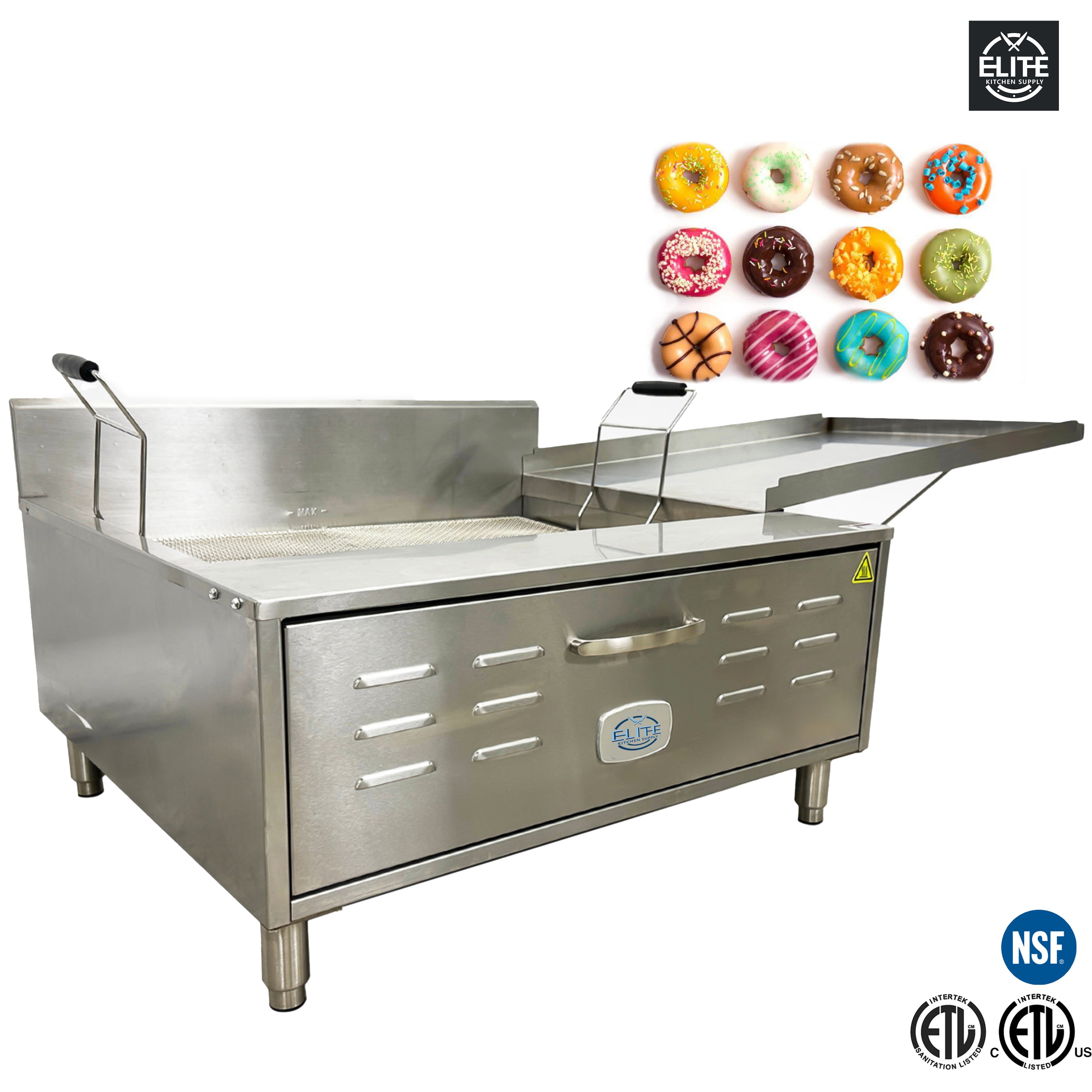 20L Commercial Gas Flat Bottom Fryer, Countertop Donut Fryer Funnel ...