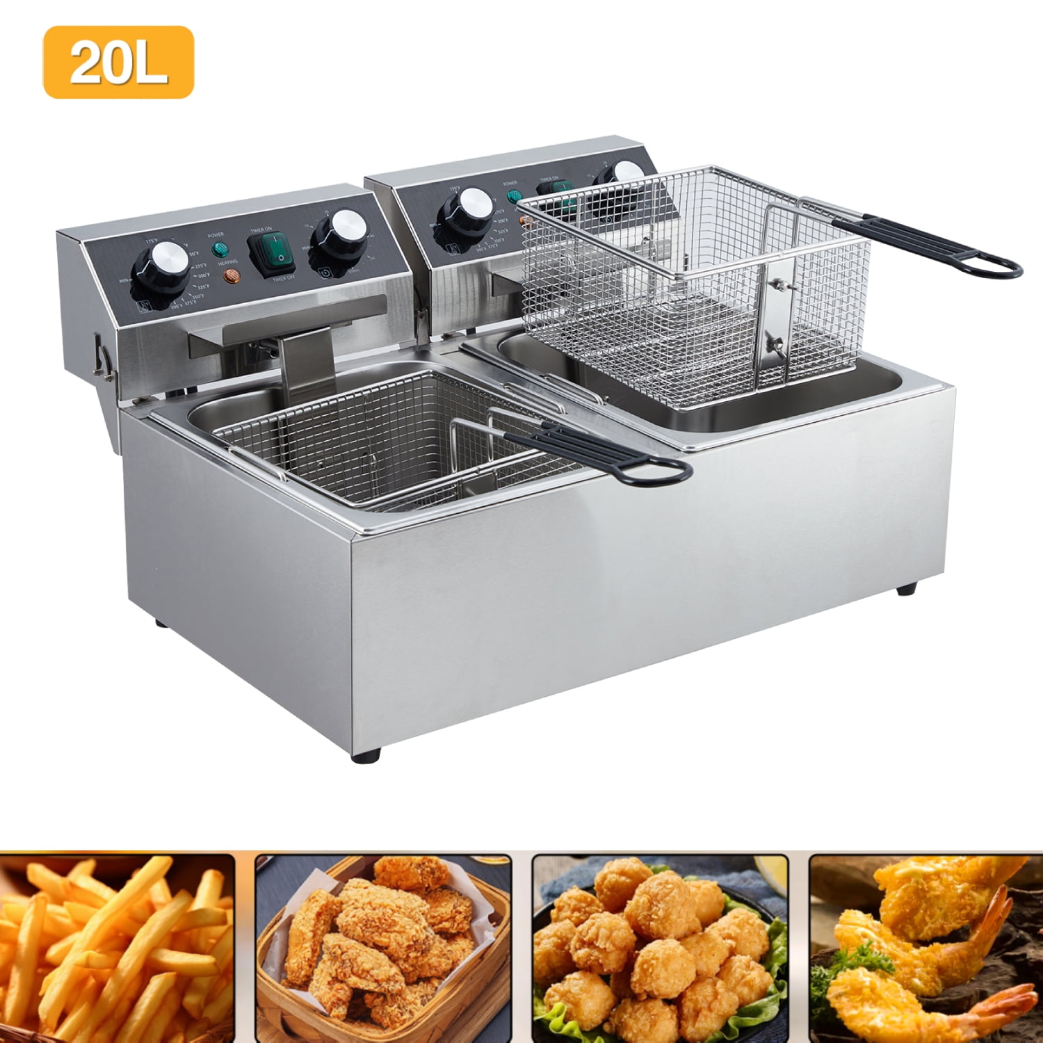 20L Deep Fryer with Basket,3600W Commercial Electric Deep Fryer with ...