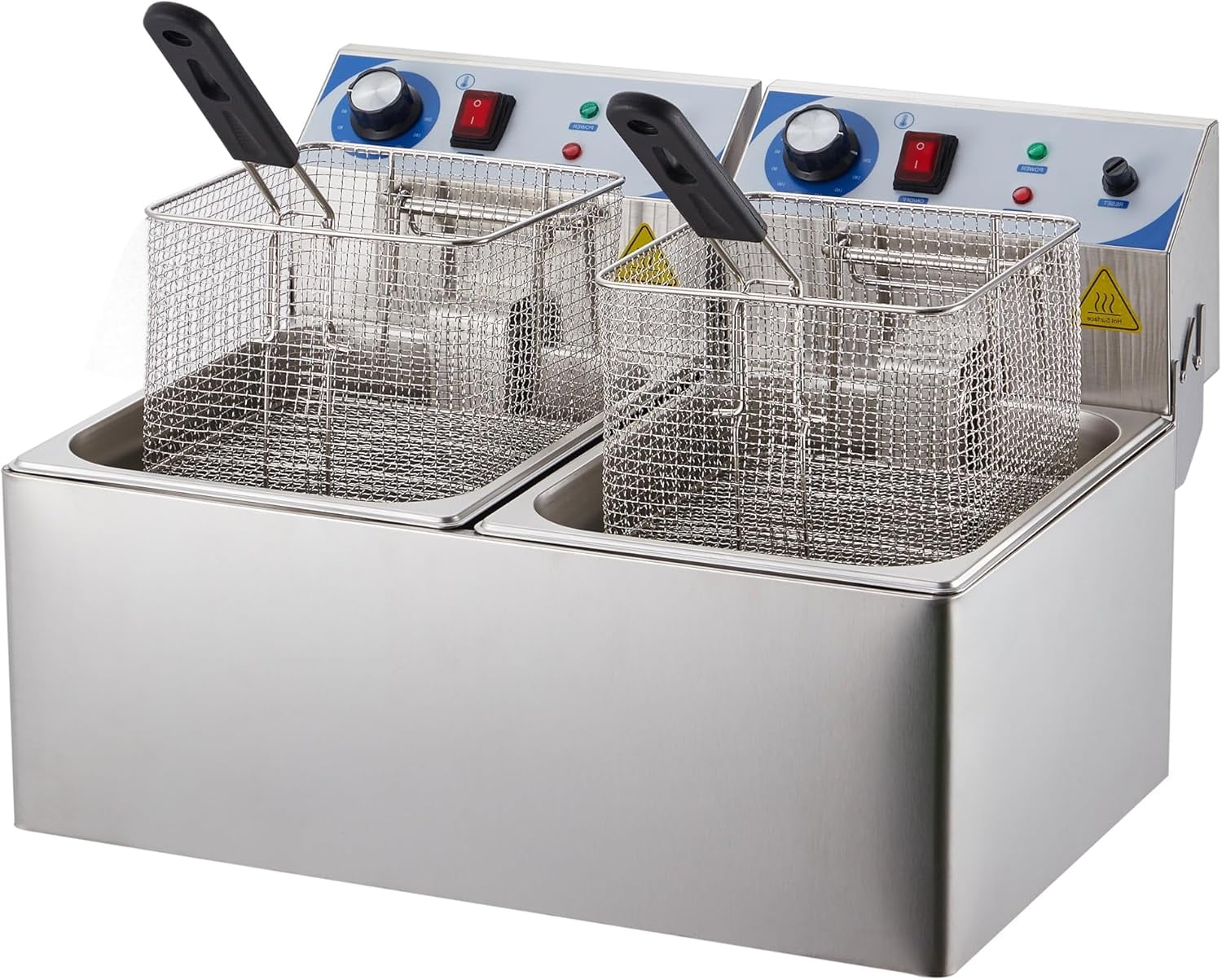 20L Electric Deep Fryer - Dual 10L Stainless Steel Fryer with Baskets ...