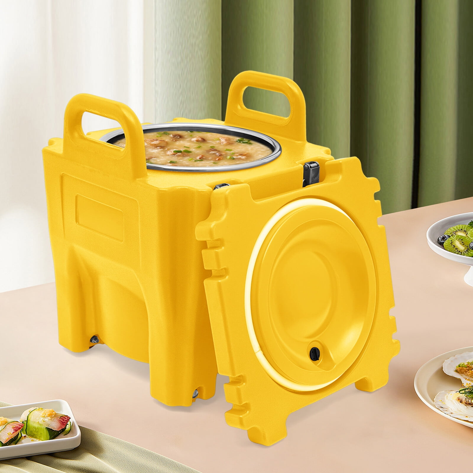 20L Insulated Food Pan Carrier Container Yellow Buckle Thermos Bucket w ...